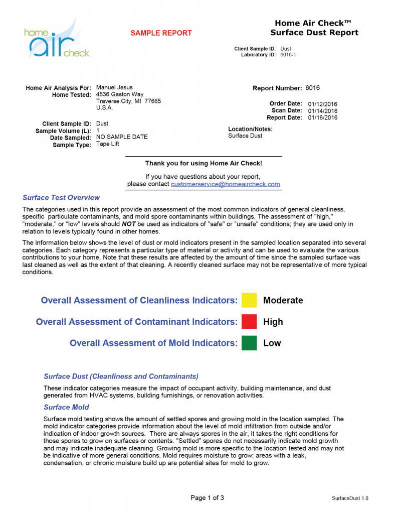 Sample Reports - Home Air Check