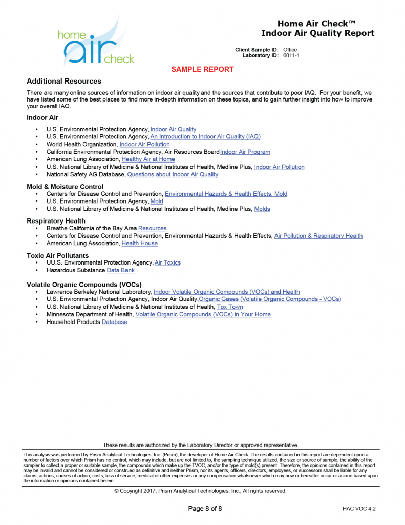 Sample Reports - Home Air Check