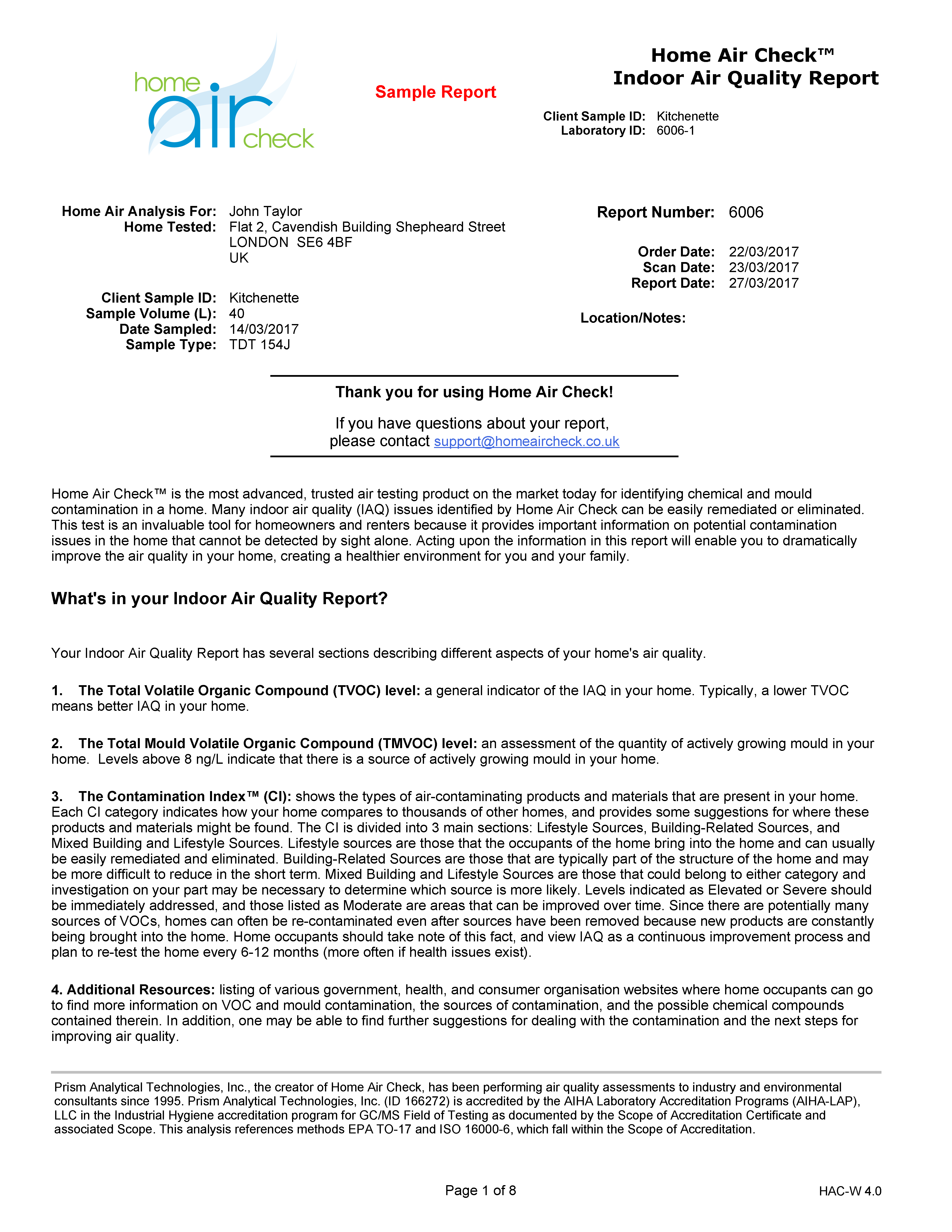 Report: VOCs - Home Air Check