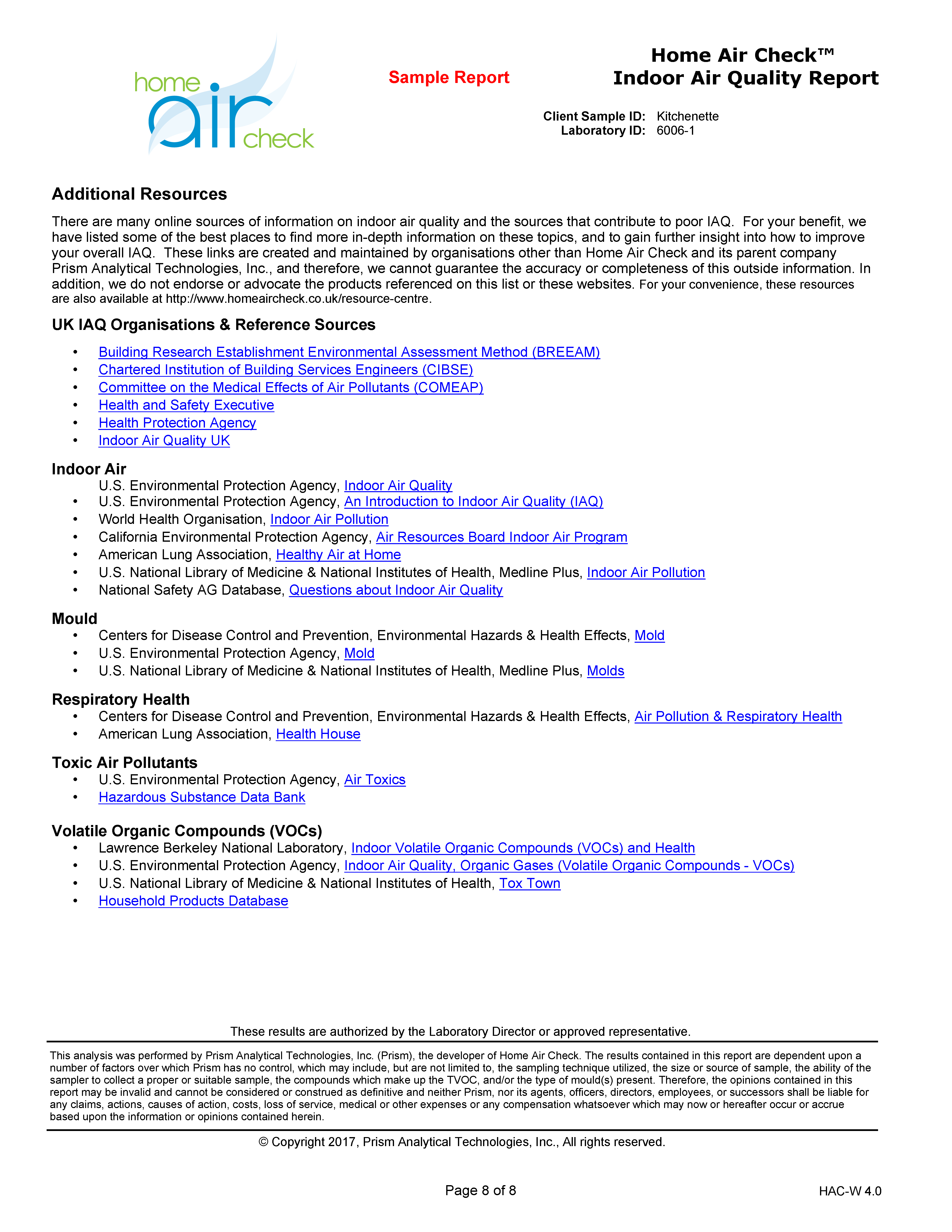 Report: VOCs - Home Air Check